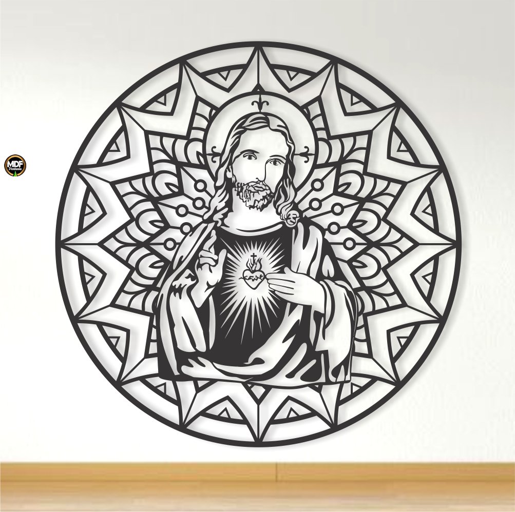 MDF Ventania - cod: 012 - MANDALAS SAGRADO CORAÇÃO DE JESUS E MARIA ...