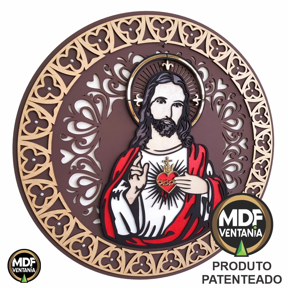MDF Ventania - cod: 208 - Quadro Mandala Sagrado Coração de Jesus ...